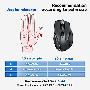 TECKNET Wireless Mouse, 2.4G Ergonomic Optical Mouse with USB Nano Receiver for Laptop, PC, Computer, Chromebook, Notebook, 6 Buttons, 24 Months Battery Life, 2600 DPI, 5 Adjustment Levels