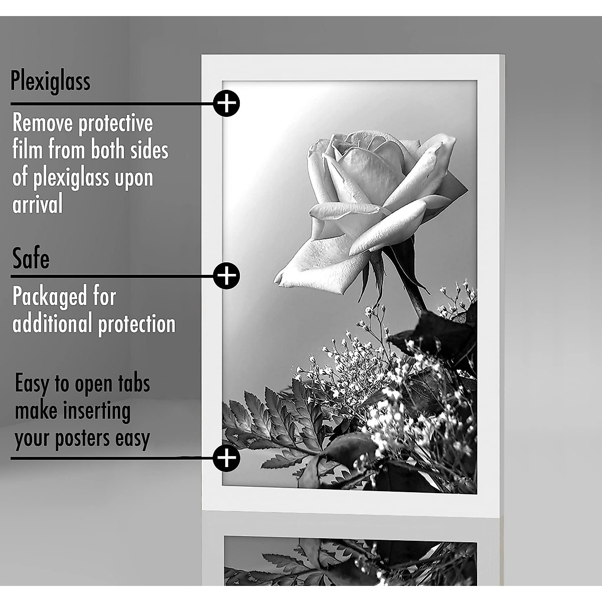 Americanflat 12x18 Poster Frame in White - Photo Frame with Engineered Wood Frame and Polished Plexiglass Cover - Horizontal and Vertical Formats for Wall with Built-in Hanging Hardware