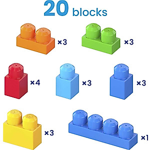 Mega BLOKS Toy Building Set Toddler Blocks, Block Scooping Wagon Learning Toy with Storage - Blue