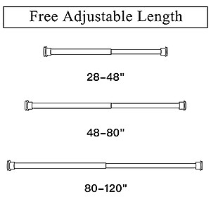 RYB HOME Room Divider Tension Curtain Rod Extra Long, 1" Diameter 80-120" Rustproof Adjustable Length for Indoor Outdoor Use, Seprator Patio Gazebo, 80-120", Matt Black