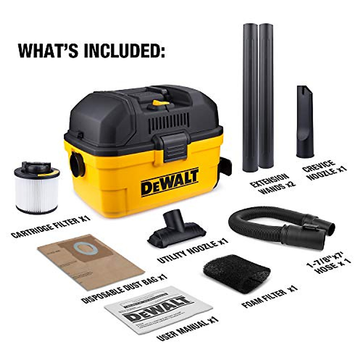 DEWALT DXV04T Portable 4 gallon Wet/Dry Vaccum, Yellow