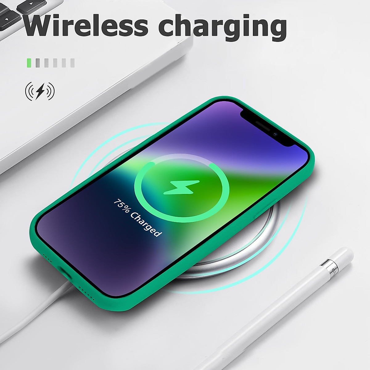 JELE Shockproof Designed for iPhone 13 Pro Max Case, Liquid Silicone Phone Case with [Soft Anti-Scratch Microfiber Lining] Military Grade Drop Protection Slim Thin Cover, 6.7 inch, Bright Green