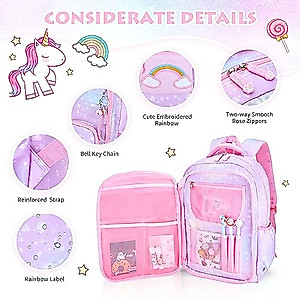 BYXEPA Girls Backpack, School Kids Backpacks, Cute Book Bag with Compartments for Teen Girl Kid Students Elementary Middle School(Purple)