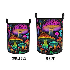 Foruidea Trippy Neon Shroom Mushroom Laundry Basket,Laundry Hamper,Collapsible Storage Bin, Oxford Fabric Clothes Baskets,Nursery Hamper For Home,Office,Dorm,Gift Basket