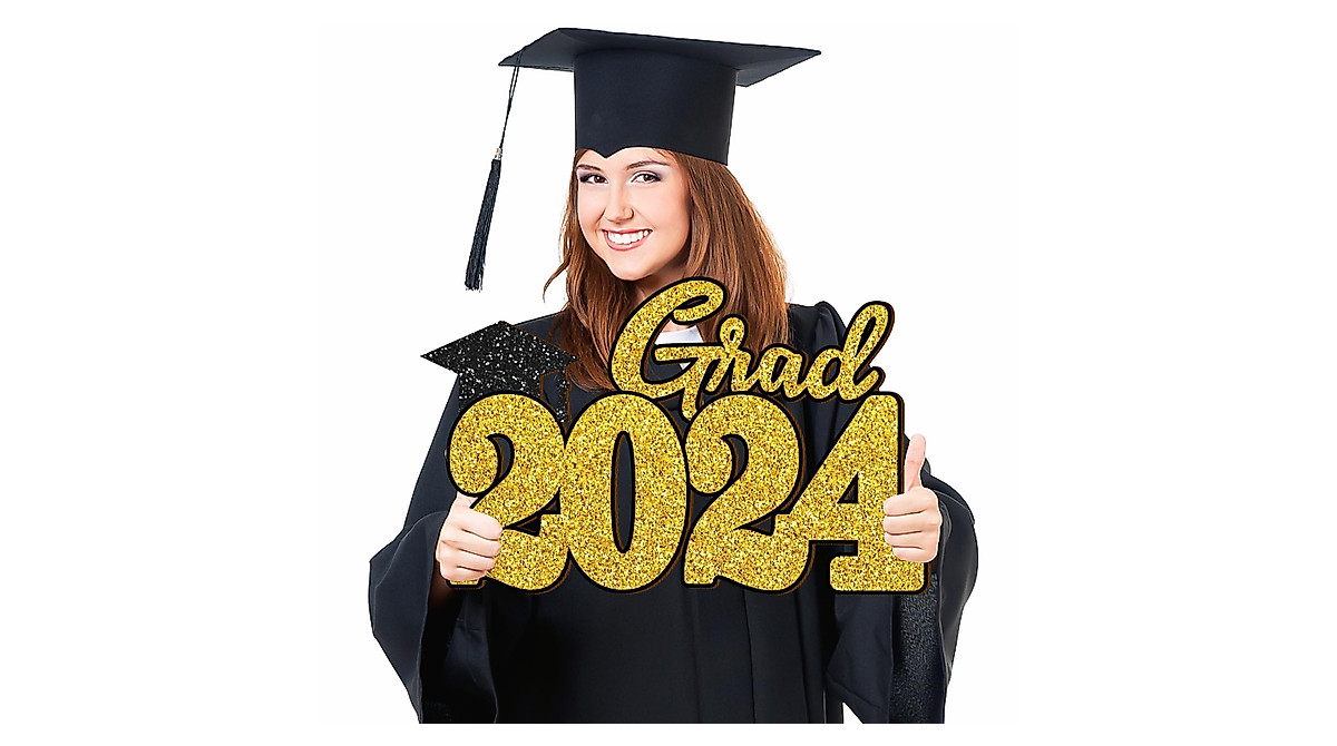 Gold Graduation Party Decorations for Class of 2024 | Photo Prop Sign