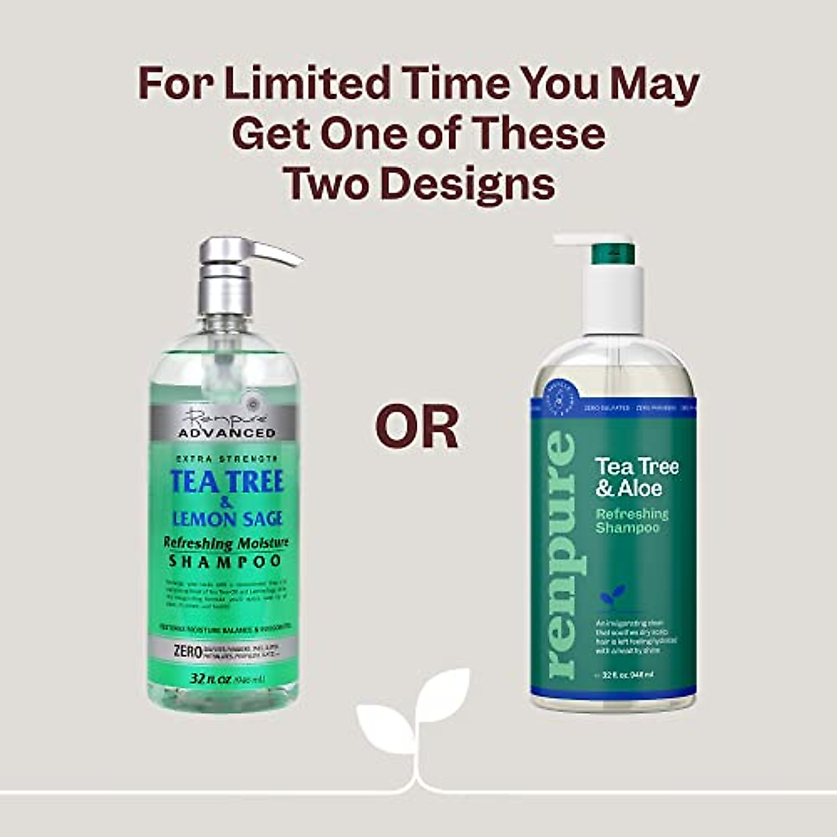 Renpure Tea Tree and Aloe Refreshing Shampoo - Rids Hair of Grime - Soothes Dry Scalp - Leaves Hair Soft and Hydrated - Suitable for Daily Use - Dye Free - Recyclable, Pump Bottle Design - 32 fl oz