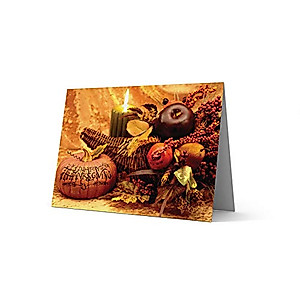 Note Card Cafe Thanksgiving Greeting Cards with Kraft Envelopes | 24 Pack | Thanksgiving Centerpiece Design | Blank Inside, Glossy Finish | Winter, Fall, Autumn, Holiday