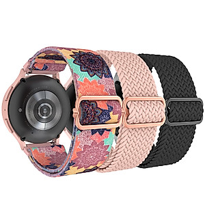 Delidigi Stretchy Bands Compatible with Samsung Galaxy Watch 7/6/5/4 40mm 44mm, Watch 6 Classic 43mm 47mm, Watch 5 Pro 45mm, Watch 4 Classic 42mm 46mm, Watch FE 40mm, Watch Active 2, 20mm Nylon Straps