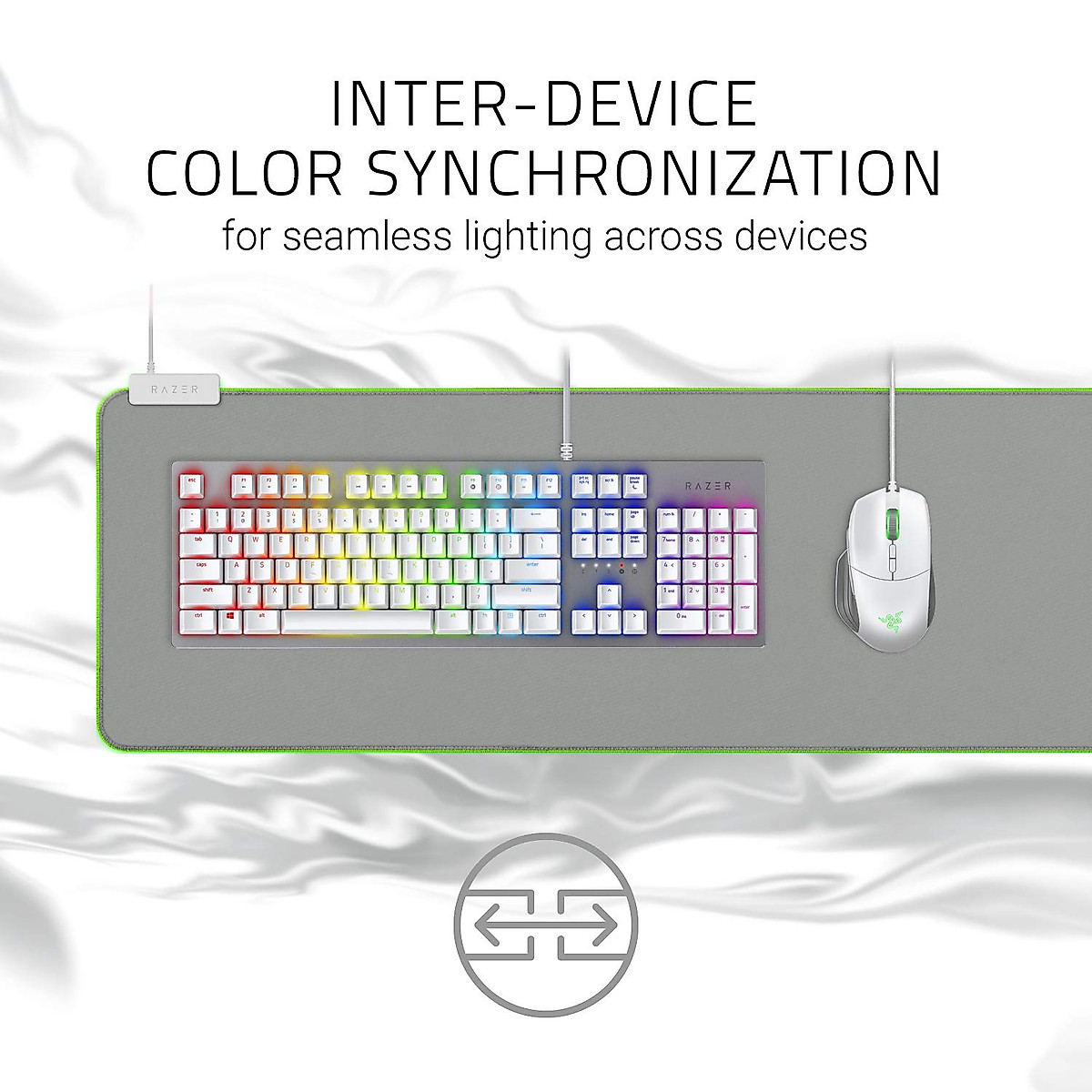 Razer Goliathus Extended Chroma Gaming Mouse Pad: Customizable Chroma RGB Lighting - Soft, Cloth Material - Balanced Control & Speed - Non-Slip Rubber Base - Mercury White