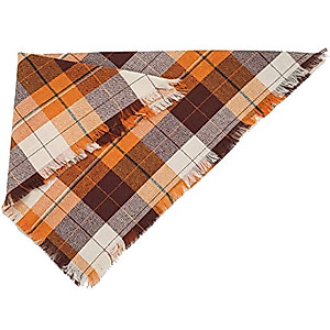 Fall Dog Bandana Autumn Thanksgiving Plaid Reversible Triangle Bibs Scarf Accessories for Dogs Pet
