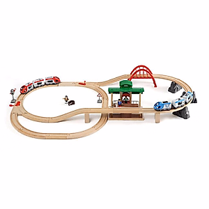 BRIO World - 33512 Travel Switching Set | Premium Wooden Train Toy Set with 42 Pieces & Accessories | Perfect for Children Ages 3 and Up | Compatible with All BRIO Railway Toys