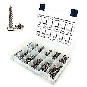 316 Stainless Steel Phillips Pan Head Sheet Metal Screw Assortment Kit Sizes #8 Through #14-326 Pieces