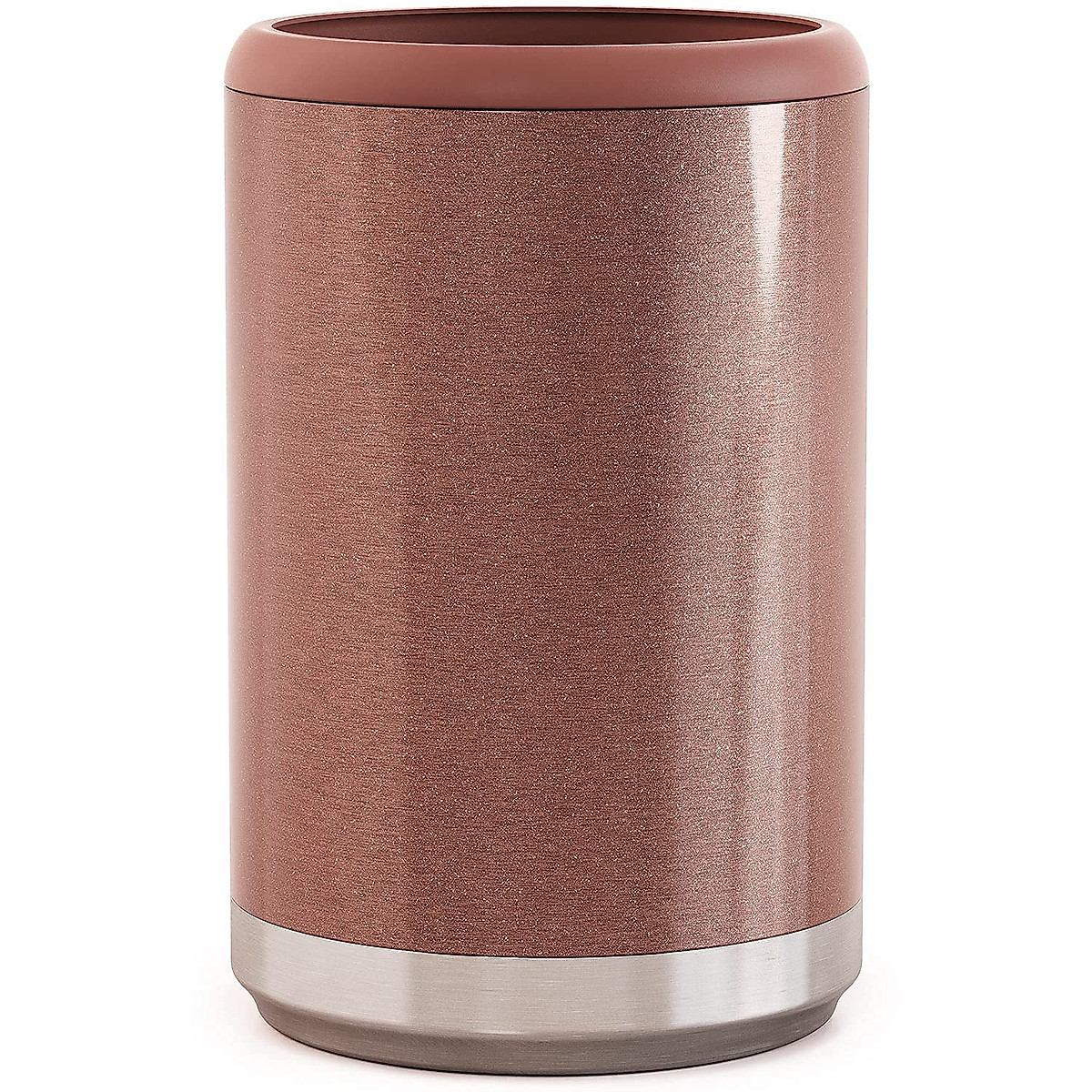 Maars Standard Can Cooler for Beer & Soda | Stainless Steel 12oz Beverage Sleeve, Double Wall Vacuum Insulated Drink Holder - Rose Gold Glitter