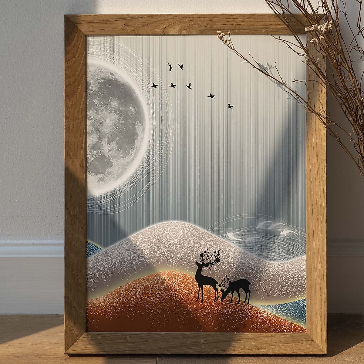 Boho Wall Art - Sun and Moon Art - Boho Bedroom Art - Sunshine Decor - Mid Century Modern Wall Decor - Bathroom, Living Room, Office, Classrooms, Home Wall Decor, Set of 2 Prints, 11x14" Unframed