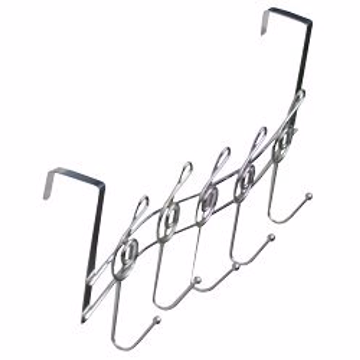 Southern Homewares Music Note Treble Clef Shape Over The Door Metal Rack, 5 Hanger Hooks Chrome Plated