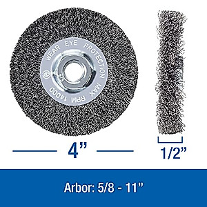 Mercer Industries 187010 - 4" x 1/2" x 5/8"-11 Crimped Wire Wheel, .014 Carbon Steel Wire