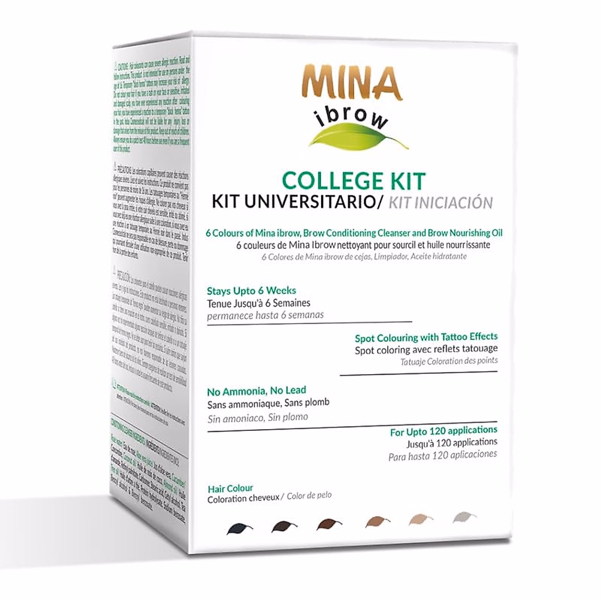 MINA ibrow College Kit (Black, Dark Brown, Medium Brown, Light Brown, Blonde and Ash Blonde, 1 Brow Nourishing Oil (10ml) and 1 Brow Conditioning Cleanser (30ml)