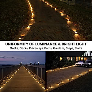 AGPTEK Solar Driveway Lights 4 Pack, Solar Deck Lights Outdoor Dock Marine Lights LED Dock Lights Solar Powered Waterproof Driveway Marker Lights for Warning Step, Sidewalk, Pathway, Garden, Yard
