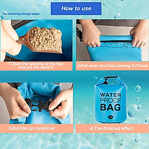 TWOZOZO Pool Ladder Weights 15L PVC Waterproof Dry Bag, Swimming Pool Ladder and Step Weight, Durable Sandbag Kayak Dry Bag Canoe Trip Bag, Work with Above-Ground/In-Ground Pool Steps(Lake blue)