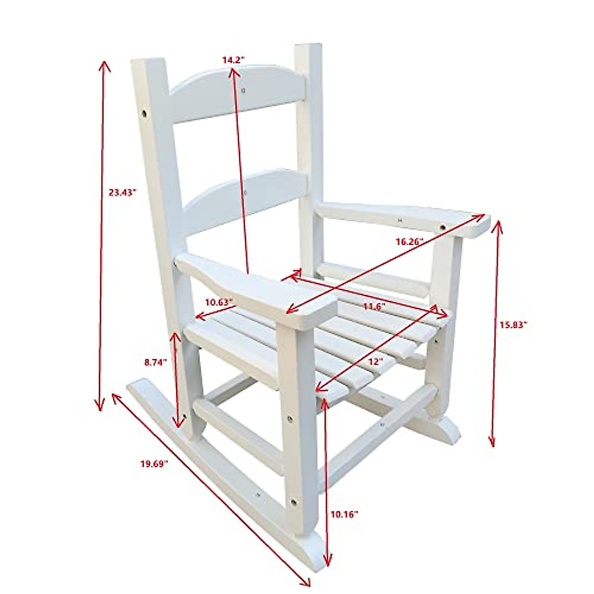 Child's Rocking Chair Solid Wood Kids Rocking Chair,Wooden Rocker Chair for Children Aged 3-7,Oak Rocking Chair for Front Porch/Outdoor/Indoor,Plywood Rocking Chair (White-2)