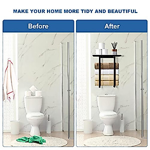 Wellsign Towel Racks for Bathroom Wall Mounted, Metal Towel Holders with Black Wooden Shelf, Rolled Bath Towel and Hand Towels Holder Storage and Organization for Bathroom, Rv, Camper