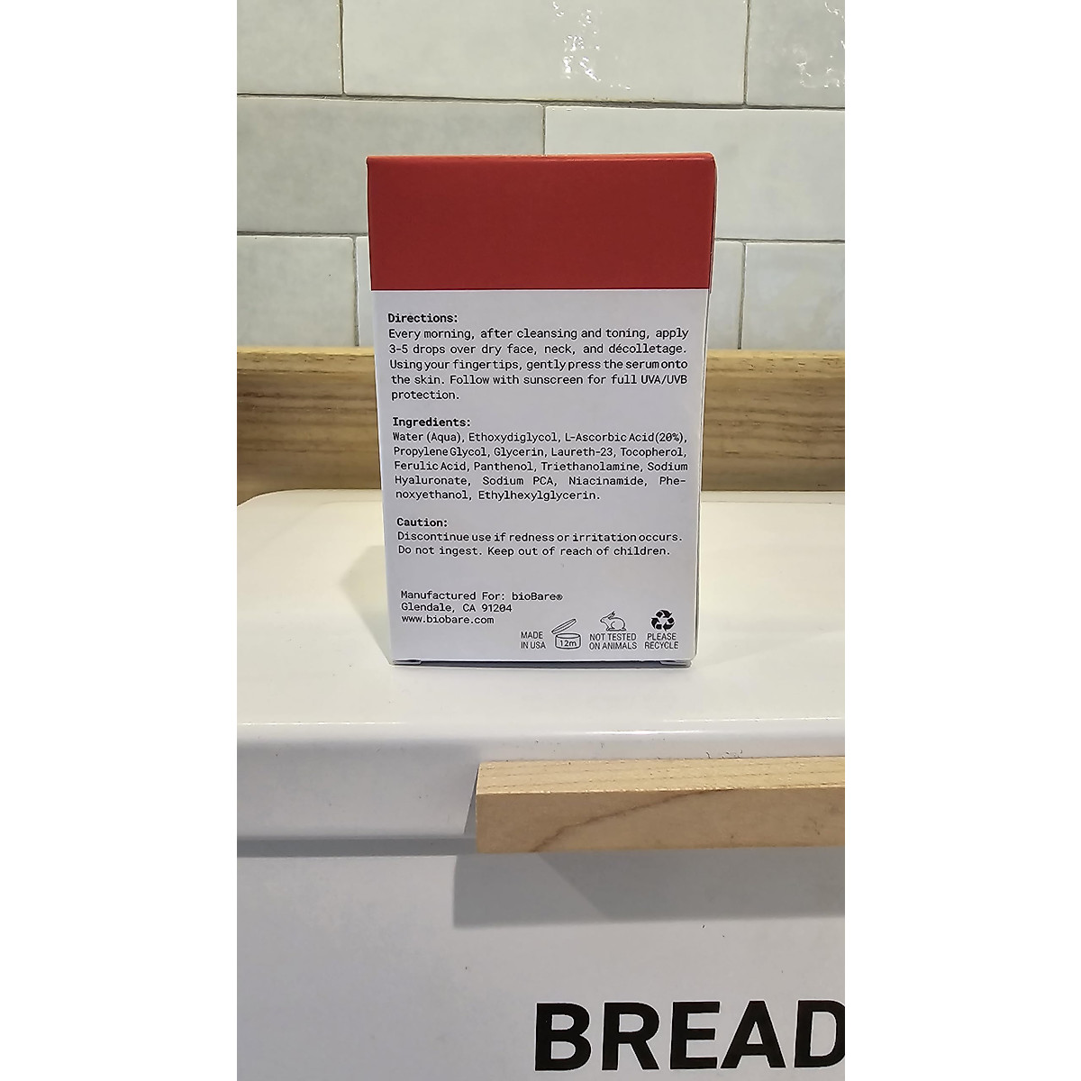 Vitamin C B E, and Ferulic Serum For Face By BioBare | 20% Pure Vitamin C W/Hyaluronic Acid | Helps Keep Skin Young, Moist, Bright & Glowing | Helps With Fine Lines, Wrinkles, Dark Spots | 1Fl Oz