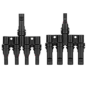 Solar Panel Connector 4 Way Branch MMMF/FFFM - DIY Mount Tool Solar Parallel Connector in Pair - 4 to 1 Solar Cable Connectors for Connection Between Solar Panels