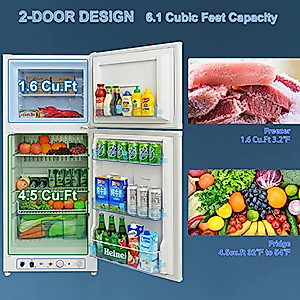 Smad Propane Refrigerator with Freezer 6.1 cu.ft, 2 Way RV Refrigerator for Offgrid, Cabin, Boat, RV, Camper Gas Fridge, White