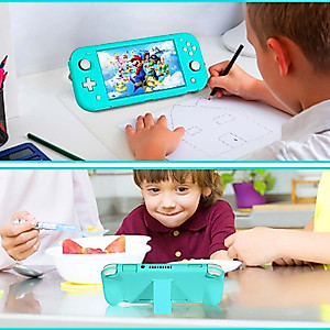 Accessories Kit for Nintendo Switch Lite - YOOWA Accessories Bundle with Carrying Case, Protective Cover case, 2-Pack Tempered Glass Screen Protector, Adjustable Play Stand, 6 Thumb Grips