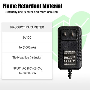 AZOR 9V Pedal Power Supply Adapter with 5 Way Daisy Chain Cables Fit for 9V DC 1A (1000mA) Negative Tip Guitar Effect Pedal