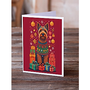 Caroline's Treasures DAC3173GCA7P Welsh Terrier Holiday Christmas Greeting Cards Pack of 8 Blank Cards with Envelopes Whimsical A7 Size 5x7 Blank Note Cards