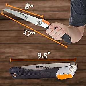 EverSaw Folding Hand Saw Camp Saw 8" Folding Saw - Pruning Saws for Tree Trimming Garden Saw – Rugged Camping Saw for Wood Cutter Trail Clearing Tree Limb Saw - Bone Saw for Hunting