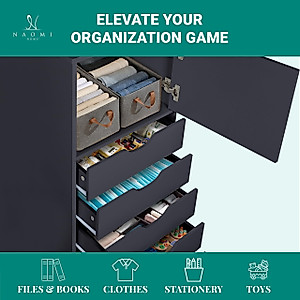 Naomi Home Ultimate Sewing & Craft Storage Cabinet - 6 Drawer Organizer for Arts, Crafts, Sewing Supplies & More - Black Multipurpose Cabinet with Ample Space - 6 Drawer, Black