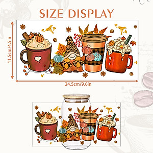 10 Sheet UV DTF Cup Wrap, Fall Theme Harvest Pumpkin Maple Leaf Rub on Transfers for Glass Crafting Glass Cups Wrap Transfer Stickers Decals Waterproof Rub on Transfers for Crafting