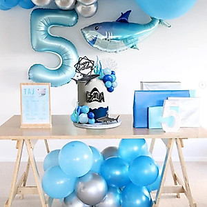 23 PCS Shark Cake Topper Shark Figurines Decoration Ball Cake Topper for Kids Baby Shower Ocean Theme Birthday Party (Blue)