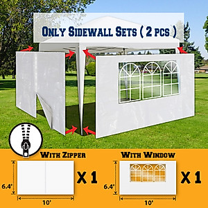 BenefitUSA Sidewalls 10'X6.4' Size for Tent Outdoor Pop Up Canopy Gazebo Marquee with Zipper&Window
