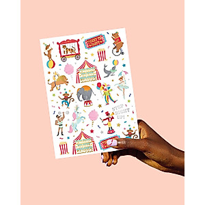 xo, Fetti Circus Party Temporary Tattoos - 42 Gold + Silver Foil Styles | Circus Birthday Party Supplies, Carnival Party Favors, Circus Animals Temp Tats, Clown Arts and Crafts