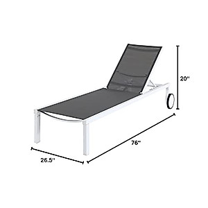 Mōd Furniture PYTNCHS-W-GRY Mod Furniture W Peyton Sling Armless Chaise Lounge in White/Gray Outdoor, Gray/White