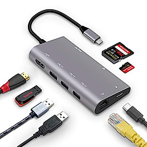 XUNMAIFHB Portable Docking Station,Type-c Turn hdmi rj45SD Eight-in-one Multi-Function Converter Notebook USB-c Docking Station Fast Transmission