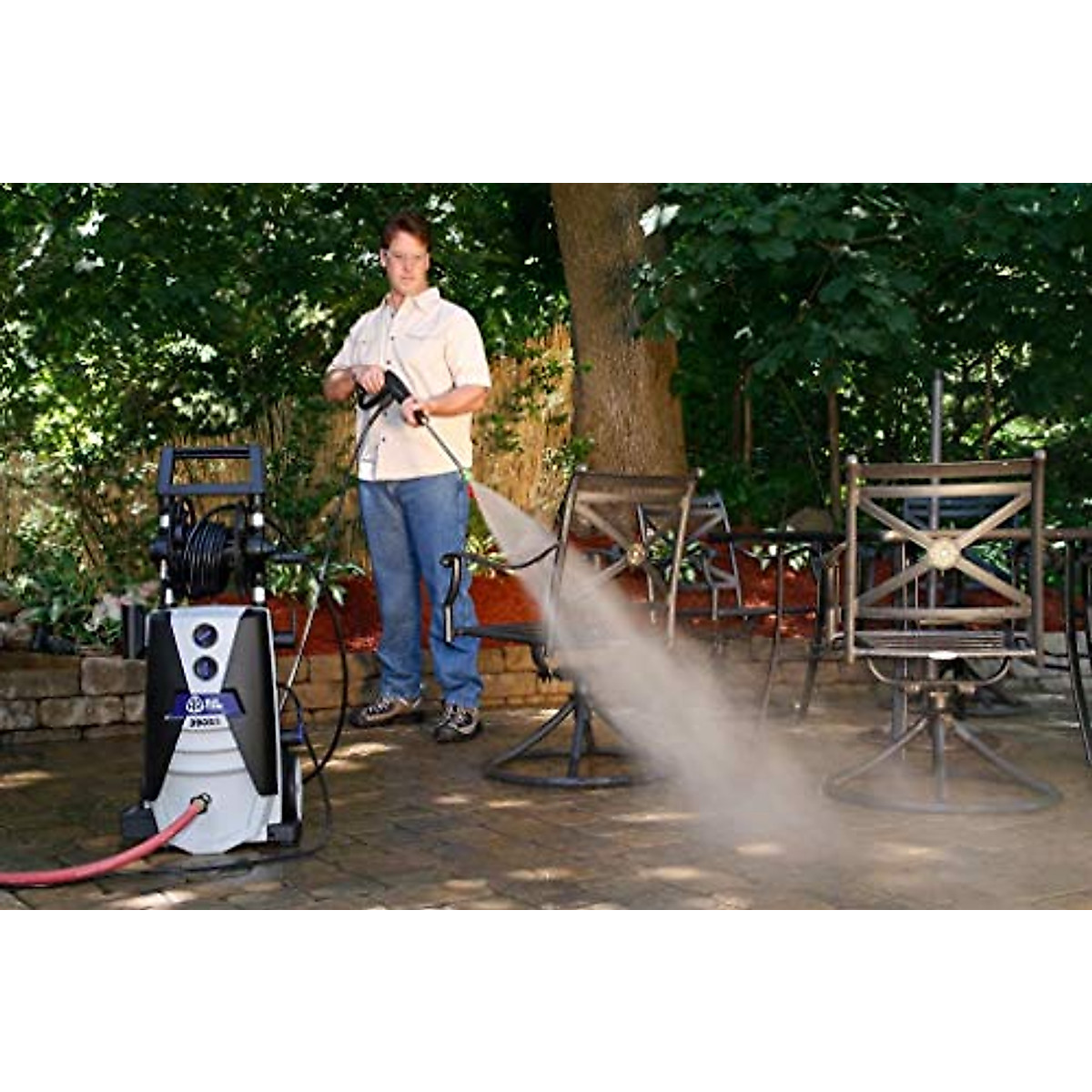 AR Blue Clean AR390SS Electric Pressure Washer-2000 PSI, 1.4 GPM, 14 Amps Quick Connect Accessories, Integrated Design, On Board Storage, Portable Pressure Washer, High Pressure, Car washer, Patio