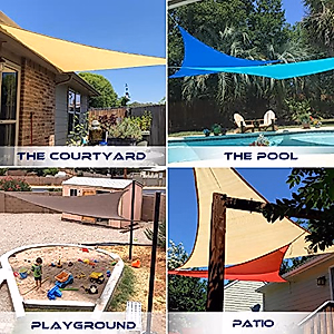 Windscreen4less 8' x 8' x 8' Sun Shade Sail Triangle Outdoor Canopy Cover UV Block for Backyard Porch Pergola Deck Garden Patio (Beige)