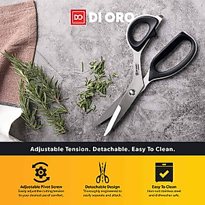 DI ORO Kitchen Scissors Heavy Duty Dishwasher Safe - Kitchen Scissors for Food, Meat, & Poultry - Stainless Steel Kitchen Shears that Come Apart - Professional & Sharp Multipurpose Cooking Scissors