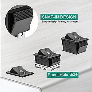 2Pcs DPDT 6 Pins 3 Position ON/Off/ON Black Rocker Toggle Switch for Car and Boat AC 20A/125V 16A/250V KCD2 by QTEATAK