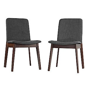 Cortesi Home Bjorn Dining Chair in Charcoal Fabric, (Set of 2), Grey