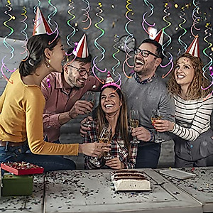 36pcs Pastel Rainbow Party Decorations Iridescent White Hanging Swirls Shimmer Transparent Streamers for Birthday Wedding Party Baby Shower Decoration Supplies