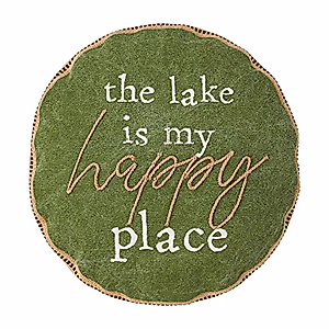 Mud Pie Round Lake Pillow, 18" Dia, Happy Place
