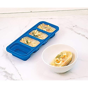 HIC Kitchen Prep-N-Freeze Portion Tray with Lid, Collapsible LFGB Silicone, 6-Ounce Sections