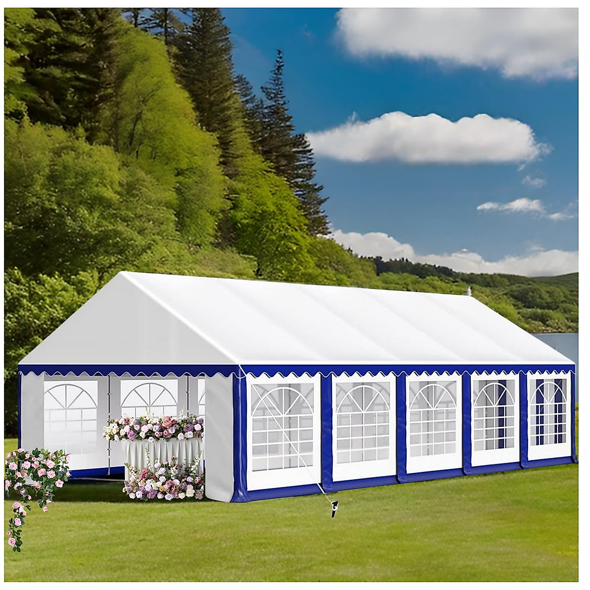 MFSTUDIO 16'x32' Party Tent, Outdoor Heavy Duty Party Tents with Removable Sidewalls, Large Canopy Tent Shelter for Outdoor Events Wedding Birthday, Blue