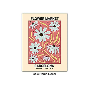 Flower Market Wall Art Prints - Flower Market Wall Decor - Abstract Minimalist Wall Art - Aesthetic Pictures - Mid Century Modern Gallery Wall Art - Museum Poster Set 8x10 - Matisse Style Prints