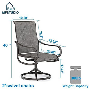 MFSTUDIO 4 Pieces Patio Metal Dining Swivel Chairs Bistro Backyard Rocker Chairs Weather Resistant Garden Outdoor Furniture